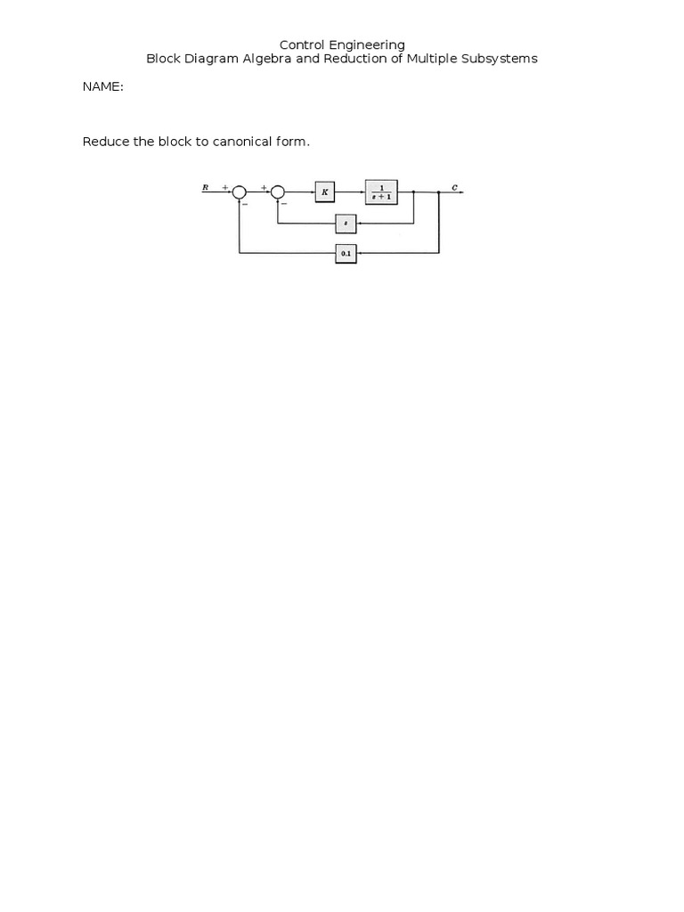Canonical Form Block Diagram Reduction | PDF
