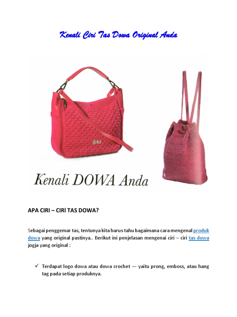 Ciri-Ciri Tas Dowa Original | PDF
