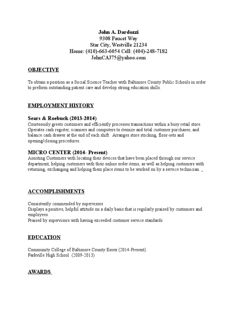 Class Resume | PDF