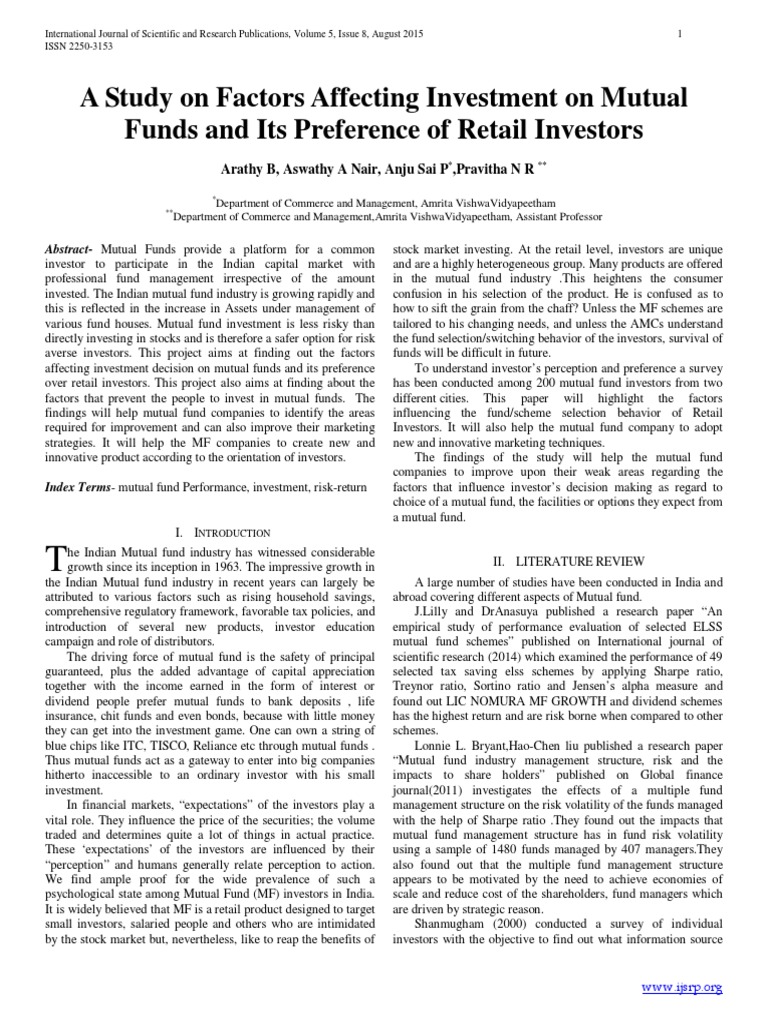 Factors Influencing Mutual Fund Investment | PDF | Career & Growth ...