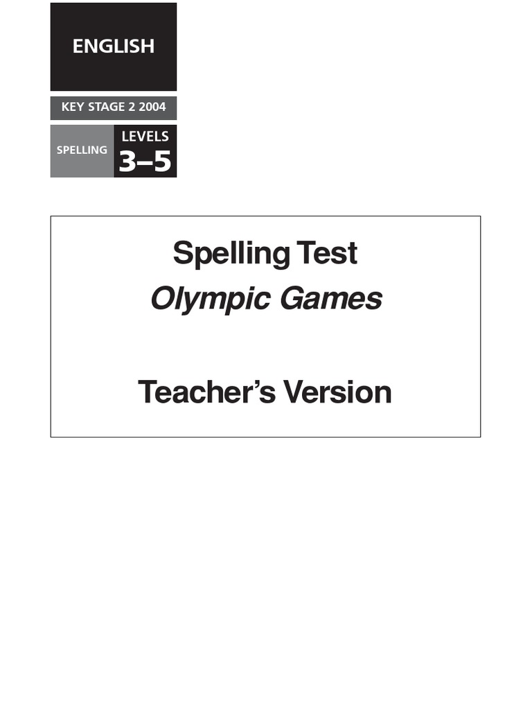 Spelling Test: Olympic Games | PDF