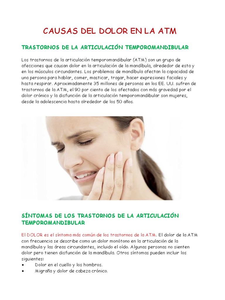 Causas y Tratamientos del Dolor en la ATM | PDF | Ciencias de la Salud ...