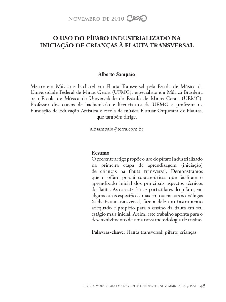 Uso Do Pifaro Industrializado No Ensino de F Transversal | PDF | Flauta ...