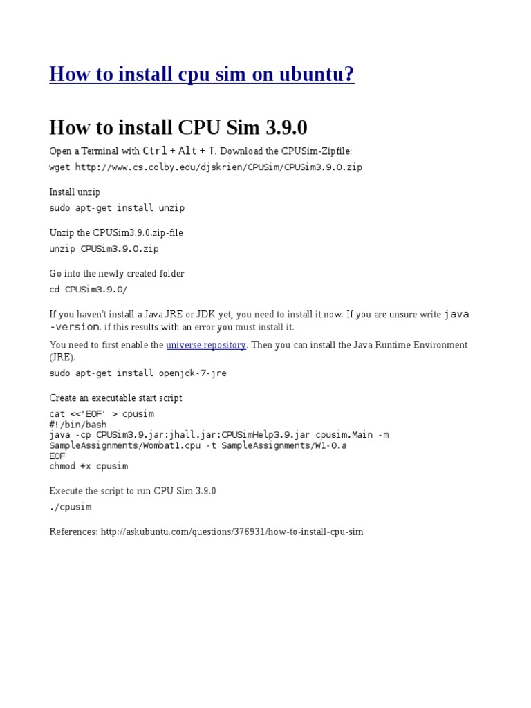 How To Install Cpusim | PDF