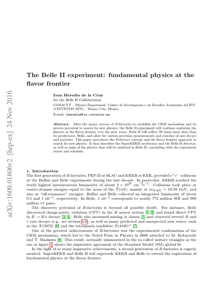 The Belle II Experiment: Fundamental Physics at The Flavor Frontier | PDF | Elementary Particle ...