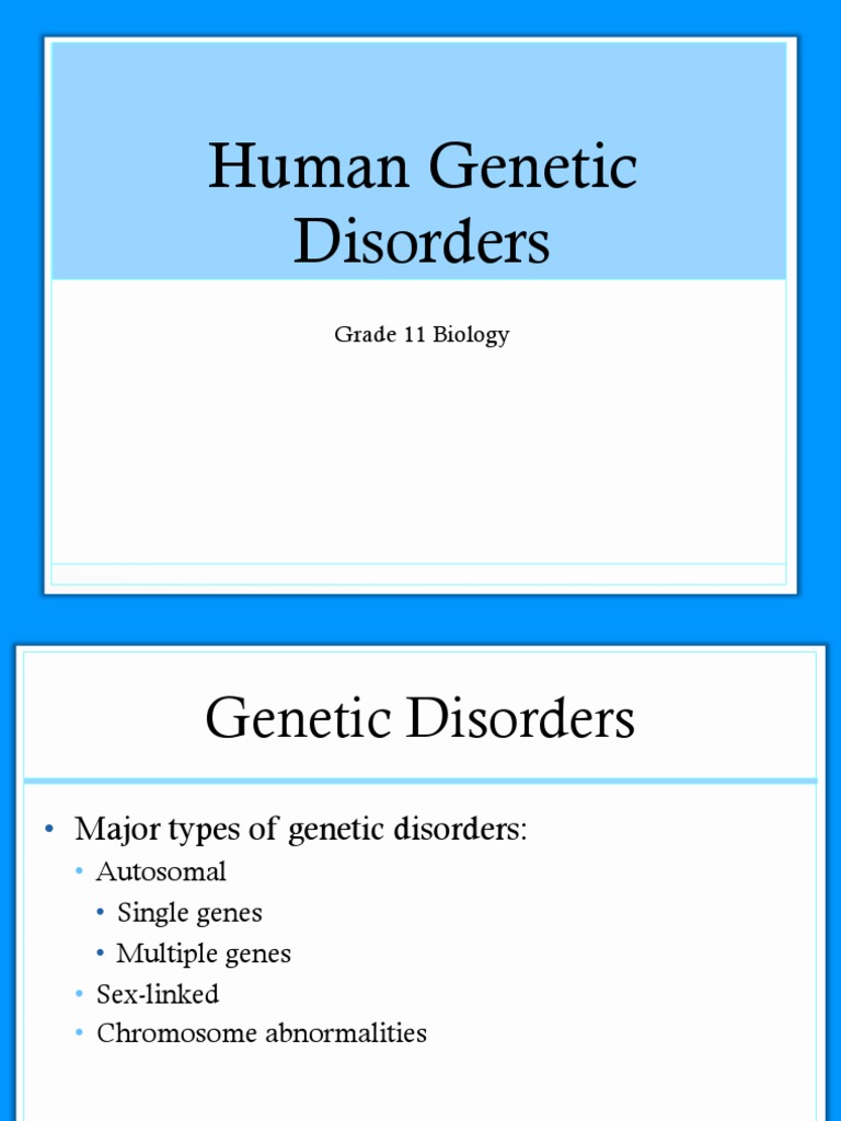 Human Genetic Disorders: Grade 11 Biology | PDF | Genetic Disorder ...