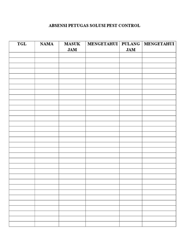 Absensi Petugas Solusi Pest Control | PDF