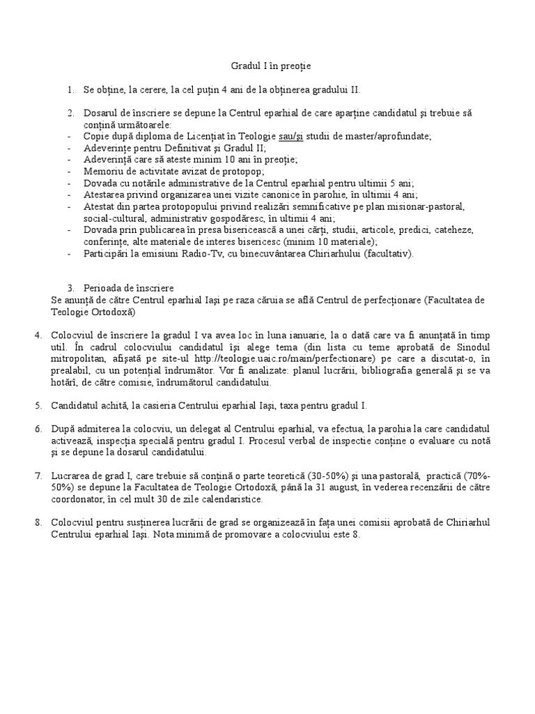 Gradul 1 in Preotie-1 | PDF