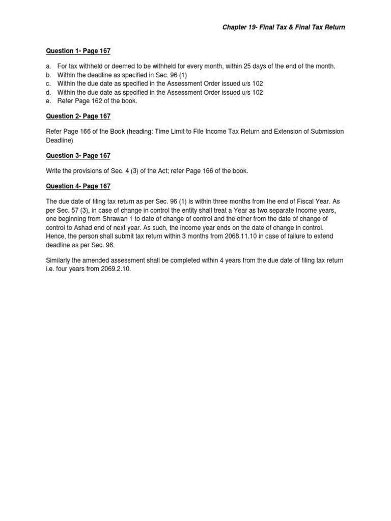 Final Tax Return Guidelines and Deadlines | PDF