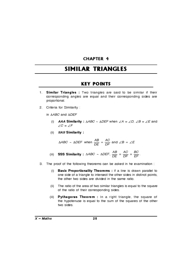 Class 10 Similar Triangles Guide | PDF | Triangle | Rectangle