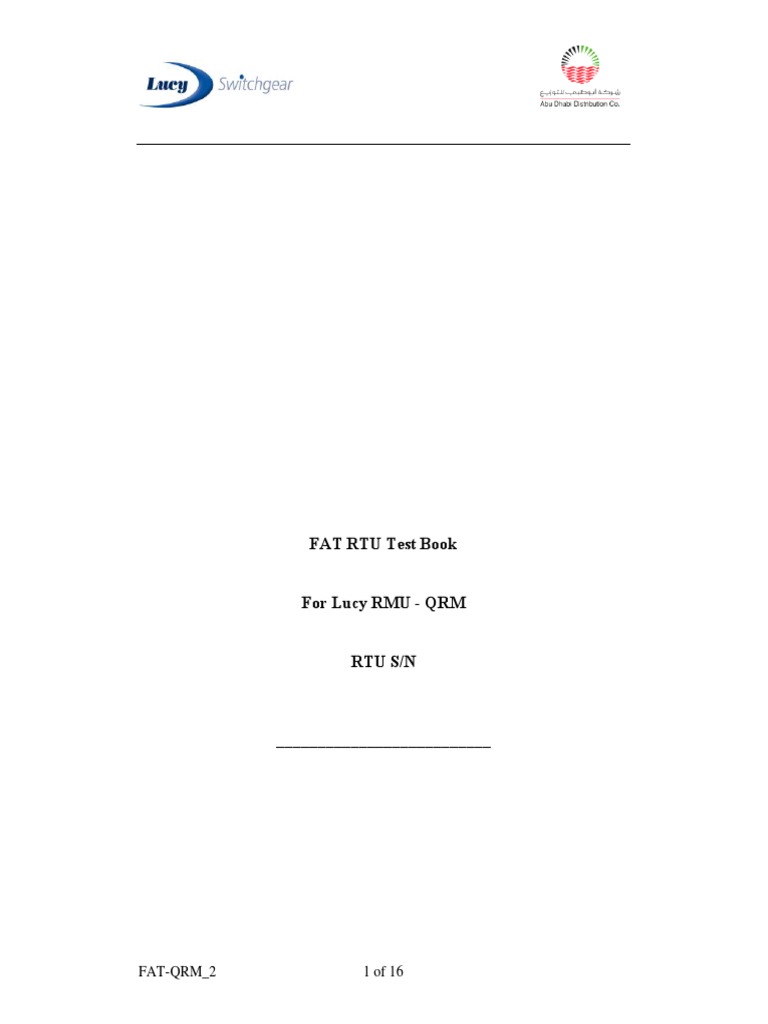 Addc Rtu Fat Test Book Rev 2 (QRM) | PDF | Verification And Validation ...