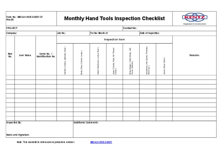 Checklist Hand Tools | PDF