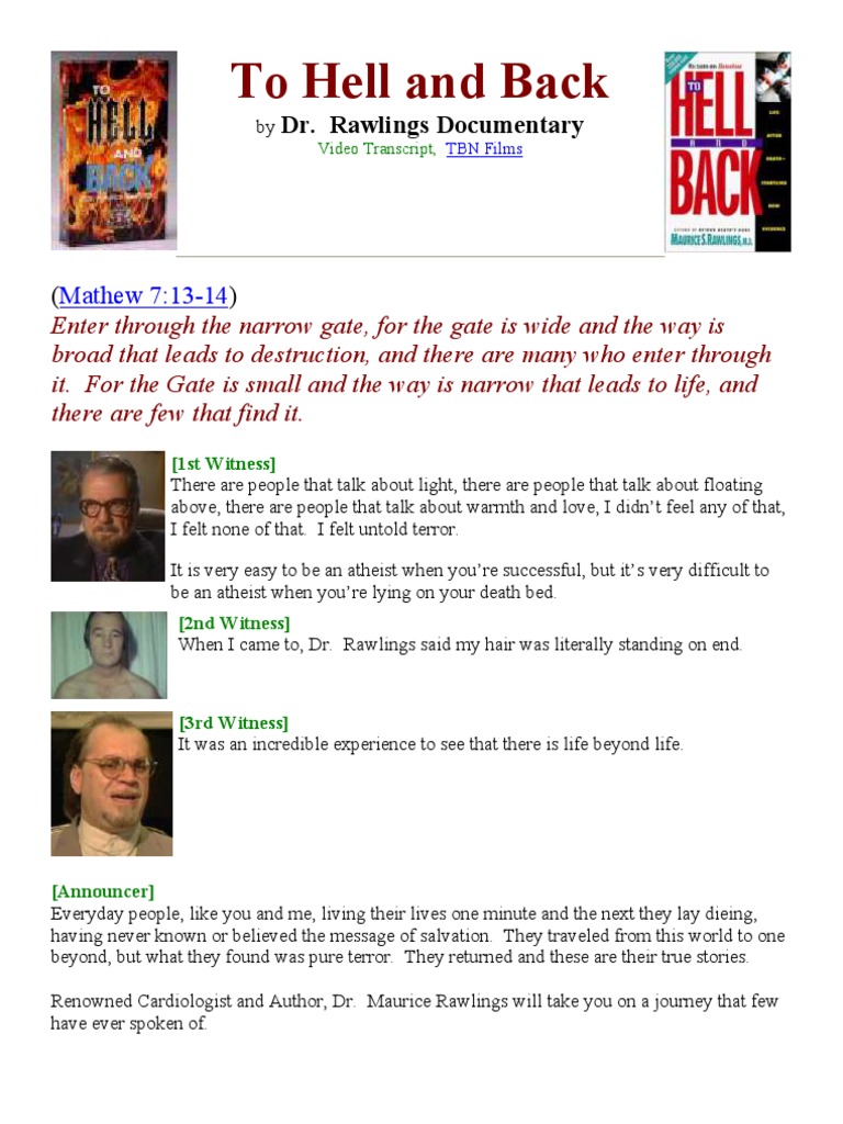To Hell and Back DR Rawlings | PDF | Heaven | Hell
