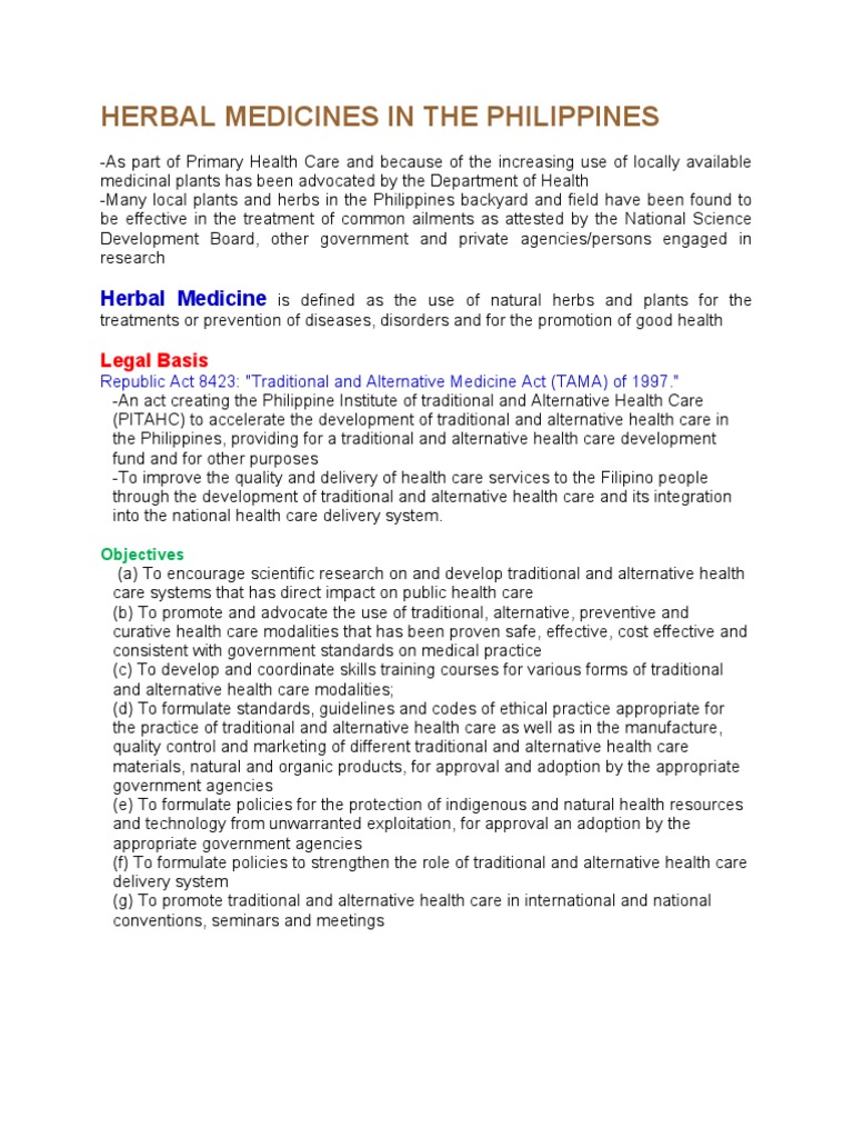 Herbal Medicines in The Philippines | PDF | Alternative Medicine ...