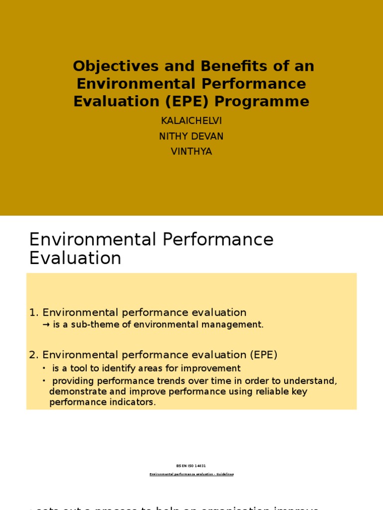 Environmental Performance Evaluation Benefits | PDF | Performance ...