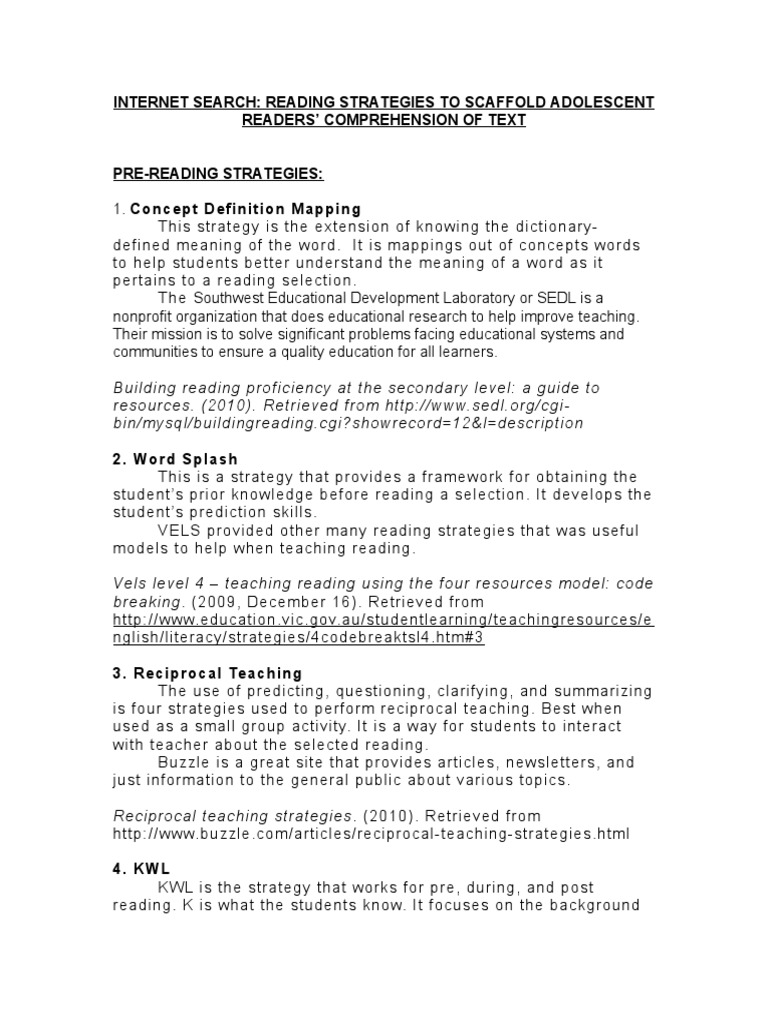 POST Reading Strategies | PDF | Reading Comprehension | Reading (Process)