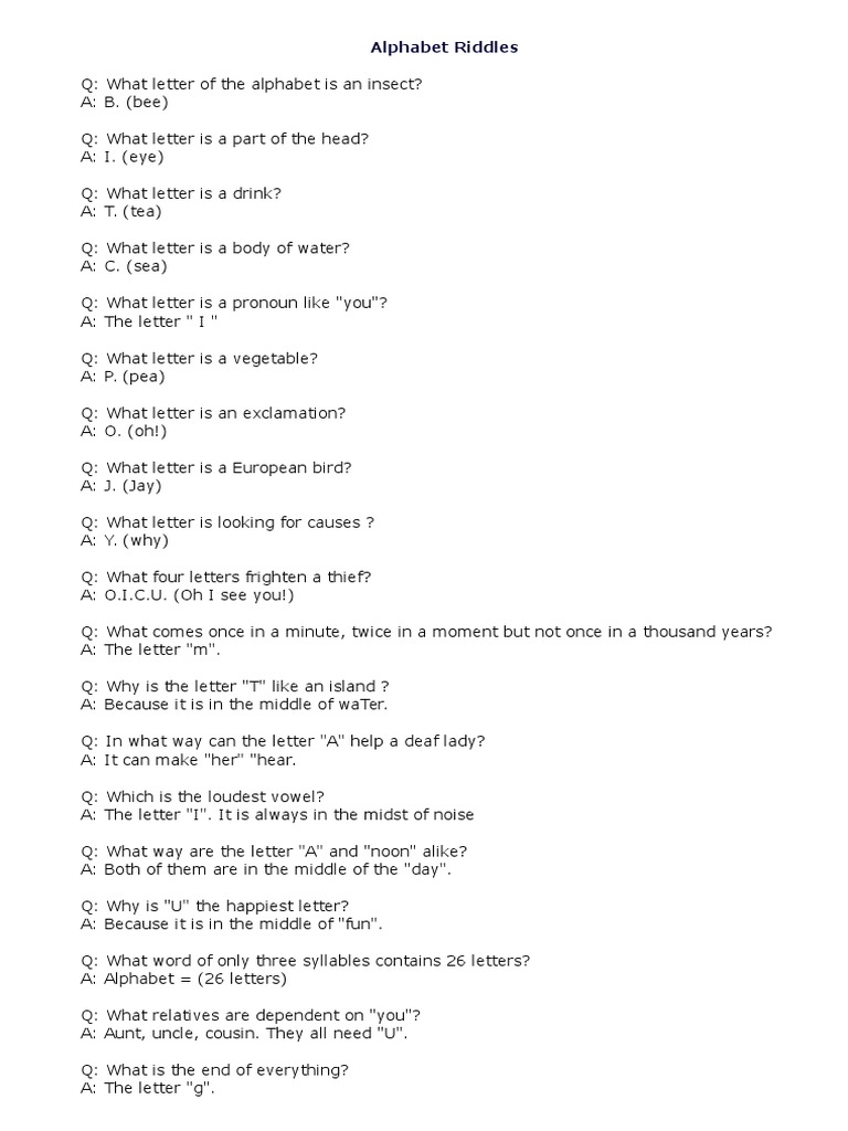 Alphabet Riddles | PDF