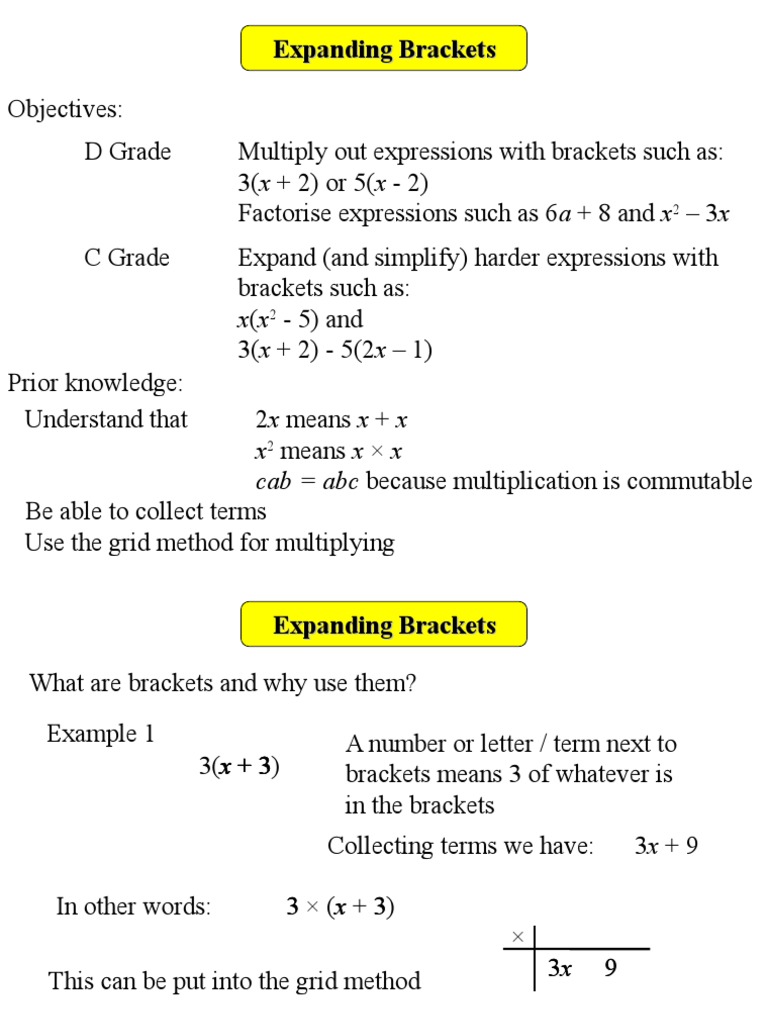 Expanding Brackets | PDF