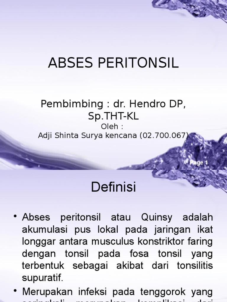 Penanganan Abses Peritonsil dan Gejalanya | PDF | Kajian Bahasa Asing | Sains & Matematika
