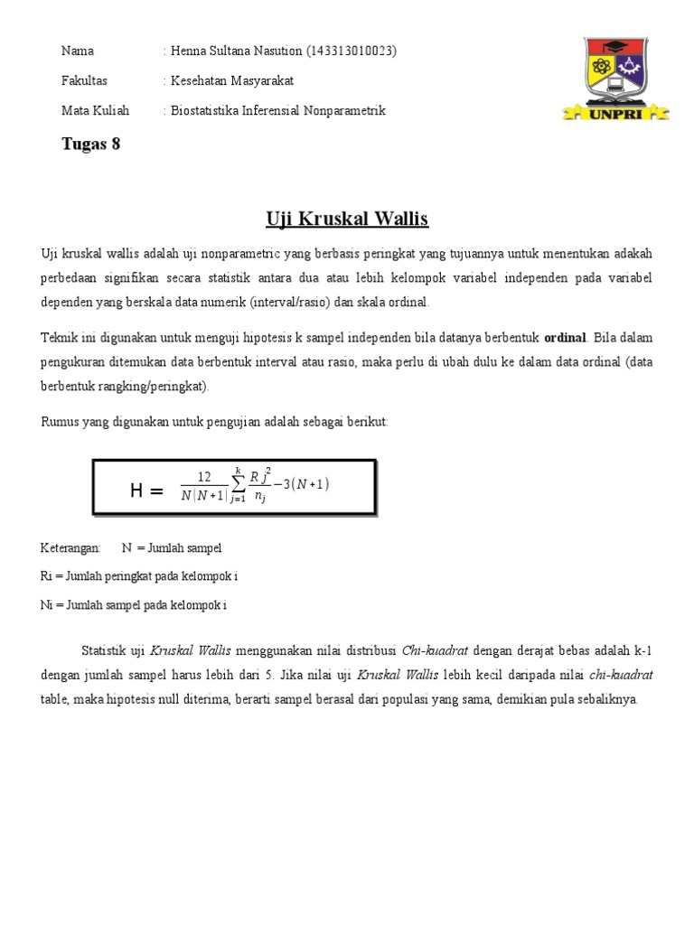 Uji Kruskal Wallis | PDF