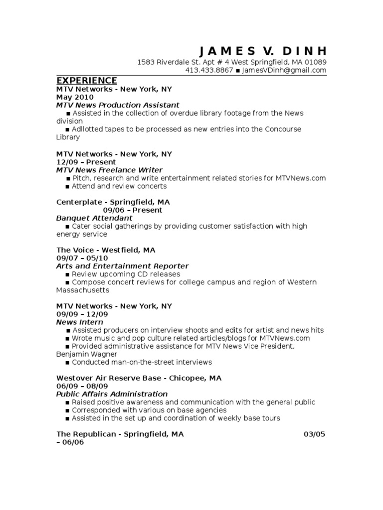 2010 James Resume | PDF
