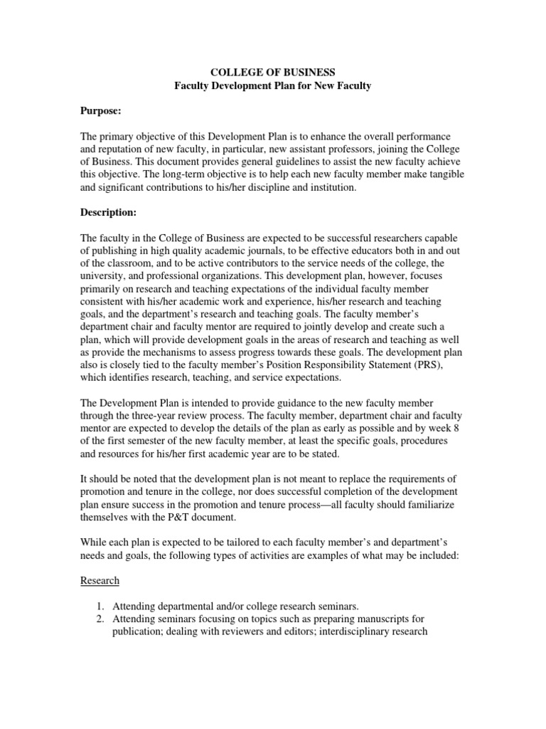 New Faculty Development Plan Guide | PDF | Mentorship | Goal