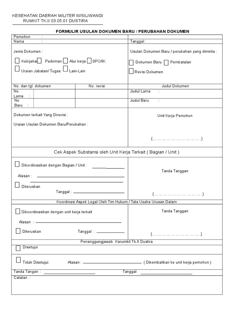 Formulir Usulan Dokumen Baru | PDF