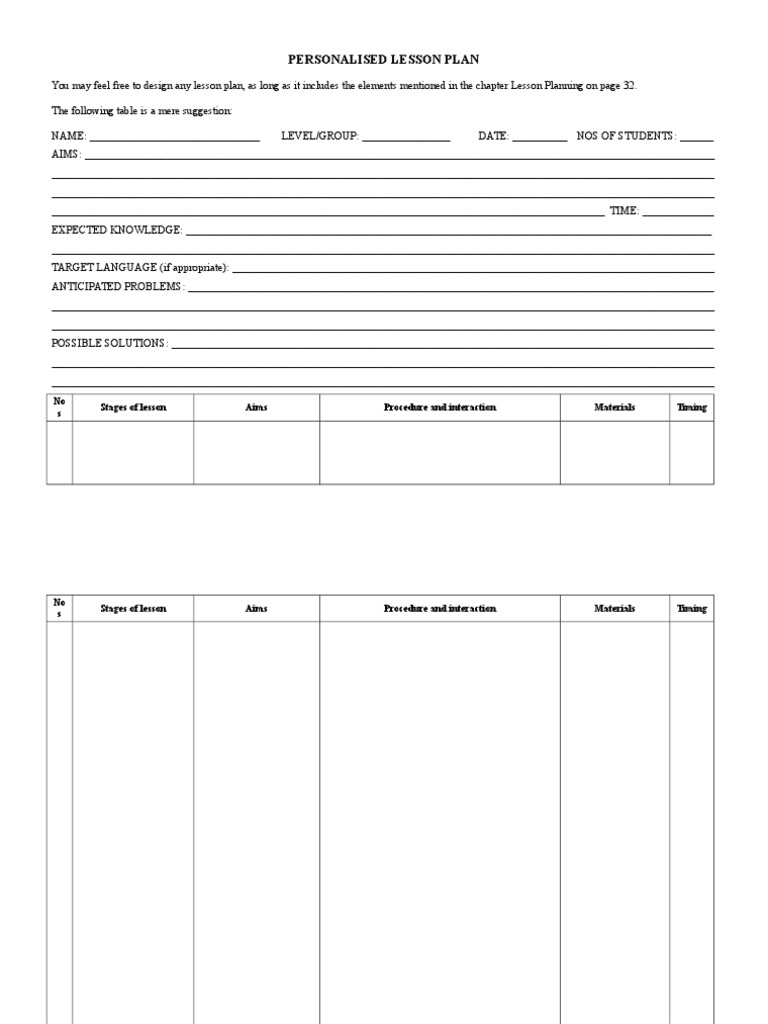 Customizable Lesson Plan Template | PDF
