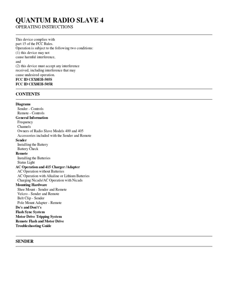 Quantum Radio Slave 4: Operating Instructions | PDF | Flash ...