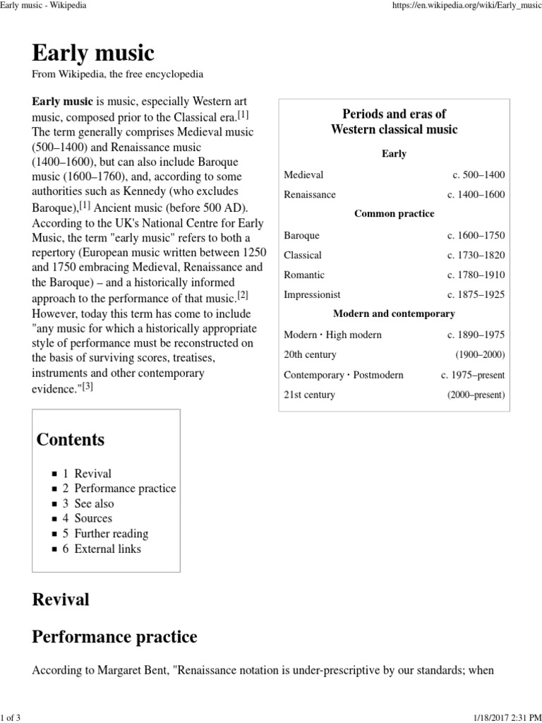 Early Music - Wikipedia | PDF | Classical Music | European Music