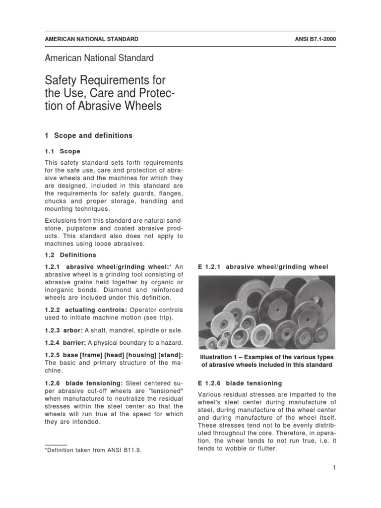 Safety Requirements For The Use, Care and Protec-Tion of Abrasive ...
