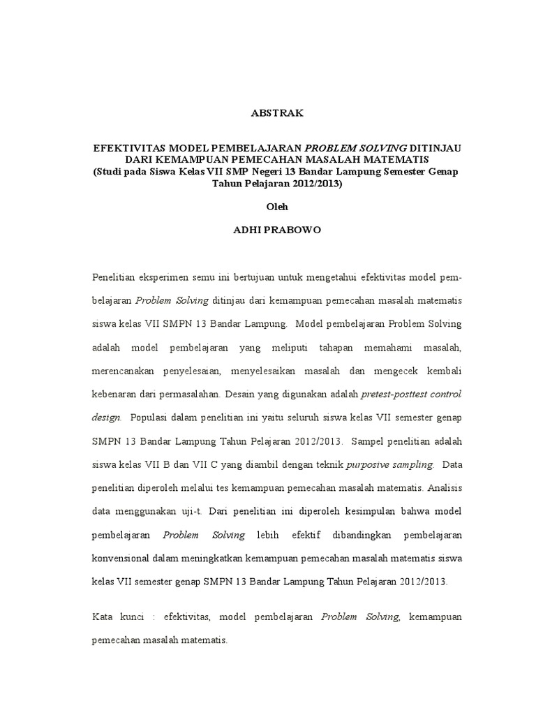 Contoh Abstrak Tesis Unila | PDF