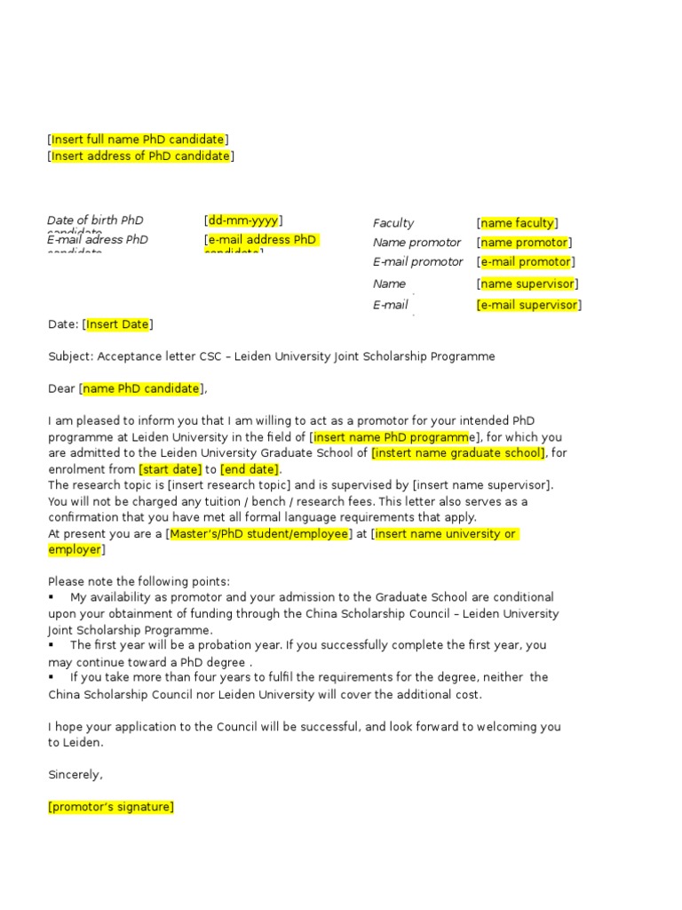 CSC Acceptance Letter | PDF