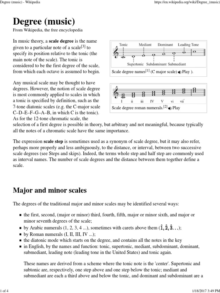 Degree (Music) - Wikipedia | PDF | Scale (Music) | Mode (Music)