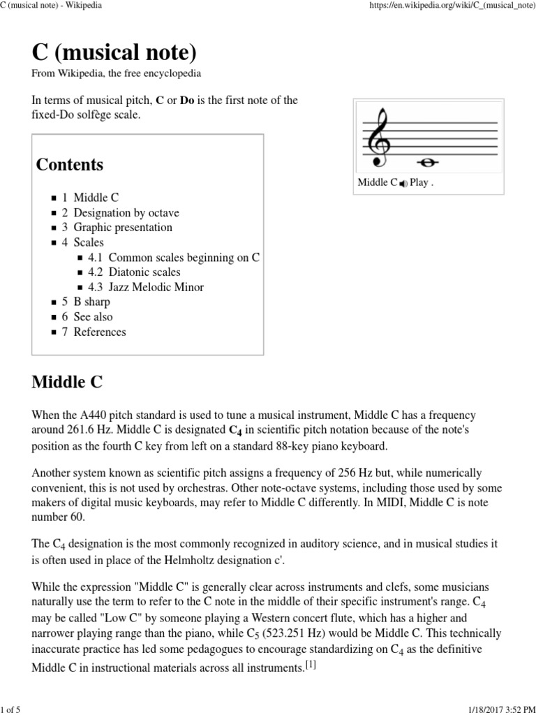 C (Musical Note) - Wikipedia | PDF | Musical Notation | Musical ...