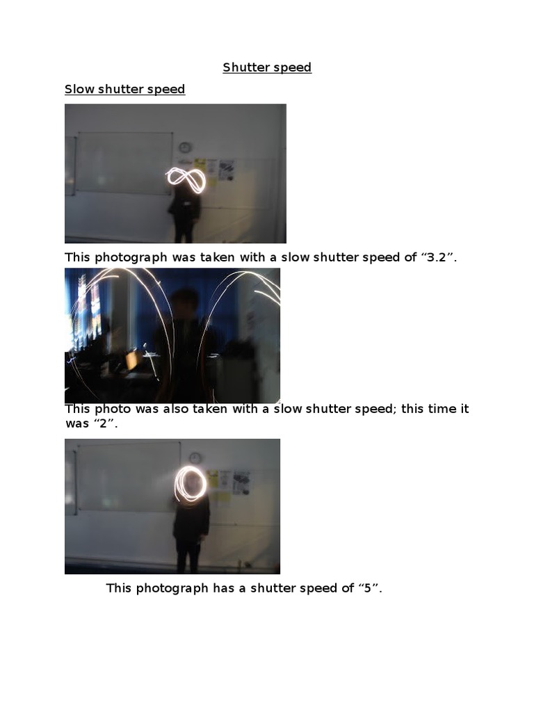 Shutter Speed Slow Shutter Speed | PDF