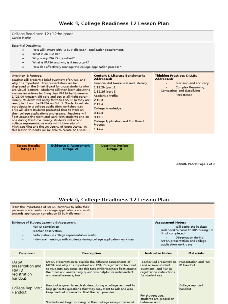 Week 4 Lesson Plan | PDF | Lesson Plan | Educational Assessment