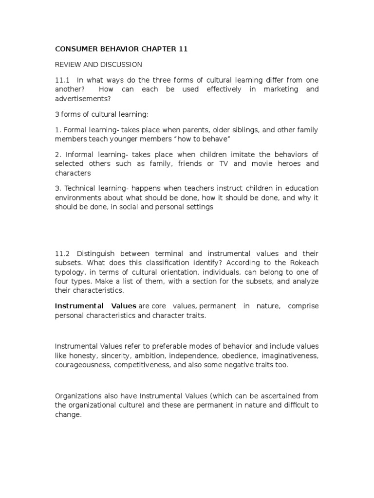 Consumer Behavior Chapter 11 Pdf Value Ethics Packaging And