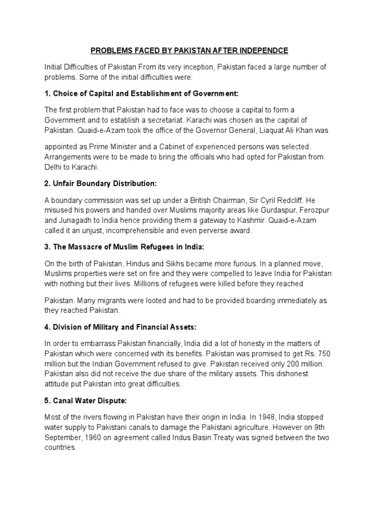 Problems After Independence | PDF | Kashmir | Pakistan
