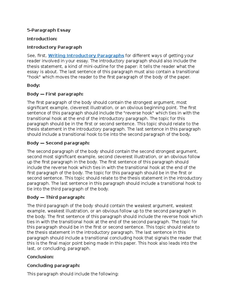 Writing Introductory Paragraphs: 5-Paragraph Essay Introductory ...