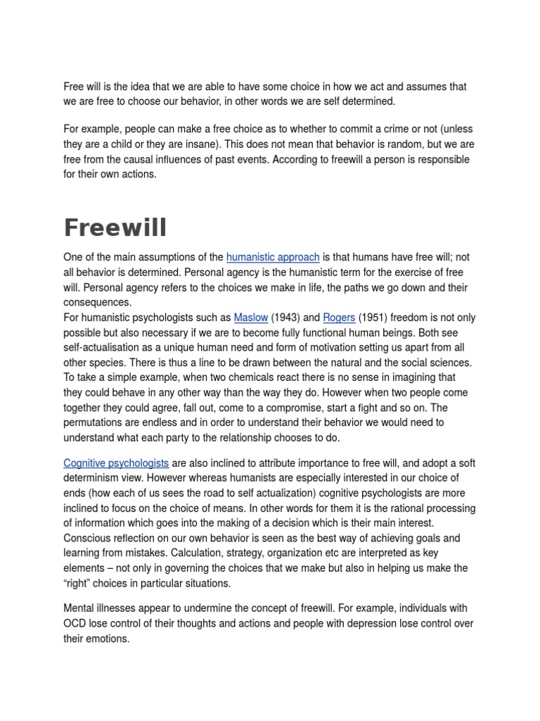 free will | Free Will | Determinism