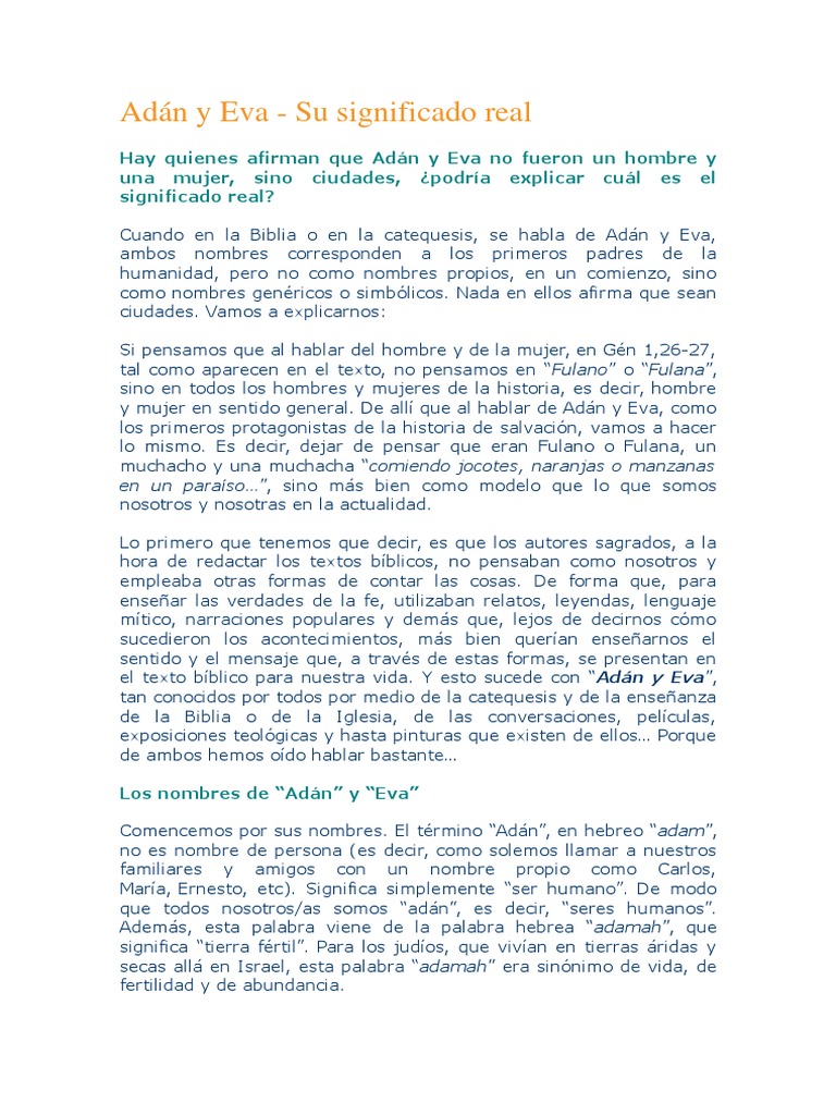 Adán y Eva | PDF | Víspera | Adán