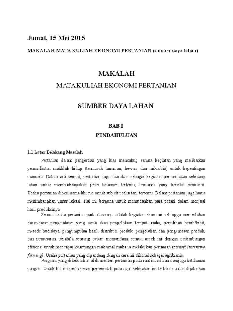 Sumber Daya Lahan | PDF