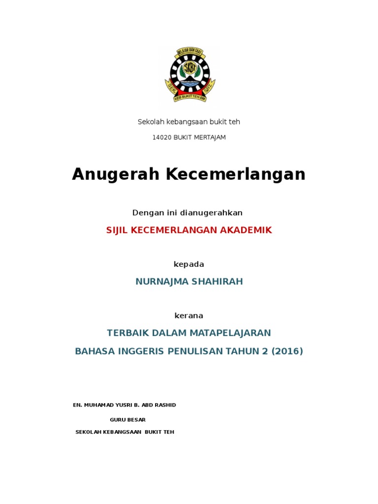 Template Sijil | PDF