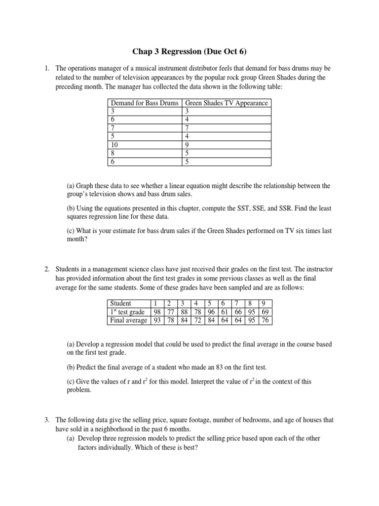 Assignment Ch3 | PDF | Regression Analysis | Prediction