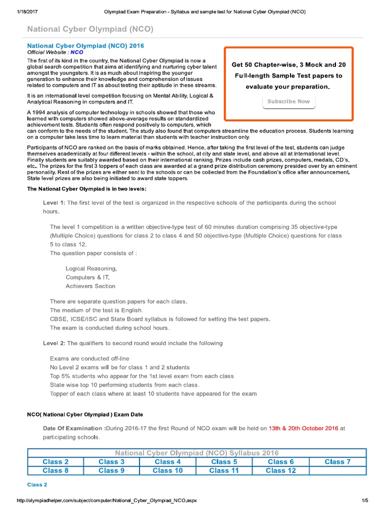 National Cyber Olympiad (NCO) | PDF