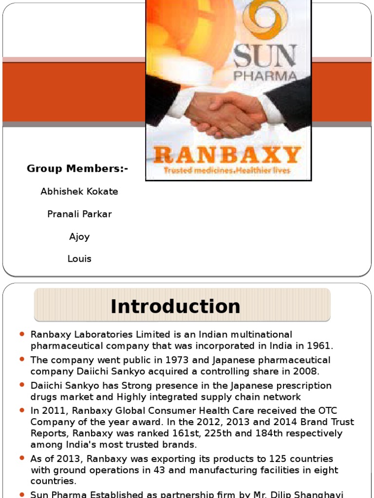 Ranbaxy & Sunpharma M&A | PDF | Healthcare Industry | Pharmaceutical ...