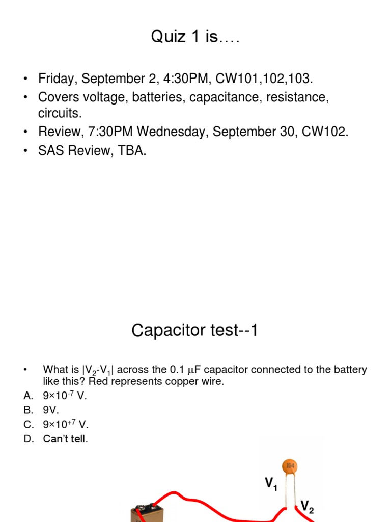 Quiz 1 Is | PDF | Capacitor | Force