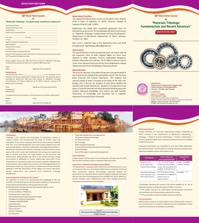 Brochure QIP Short Term Course | PDF | Wear | Engineering