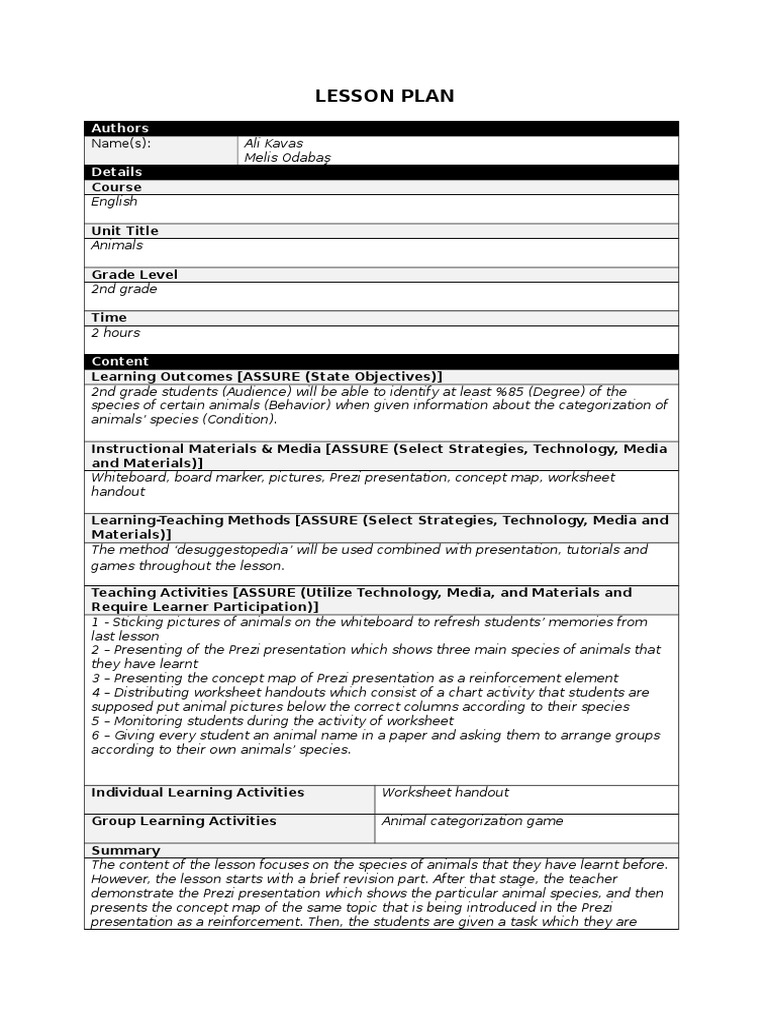 Lesson Plan 2 | PDF | Lesson Plan | Educational Assessment